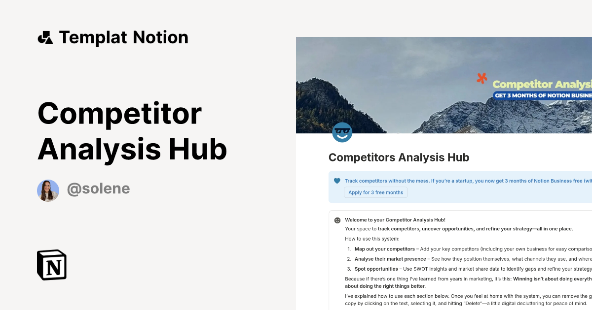 Templat Competitor Analysis Hub | Notion Marketplace