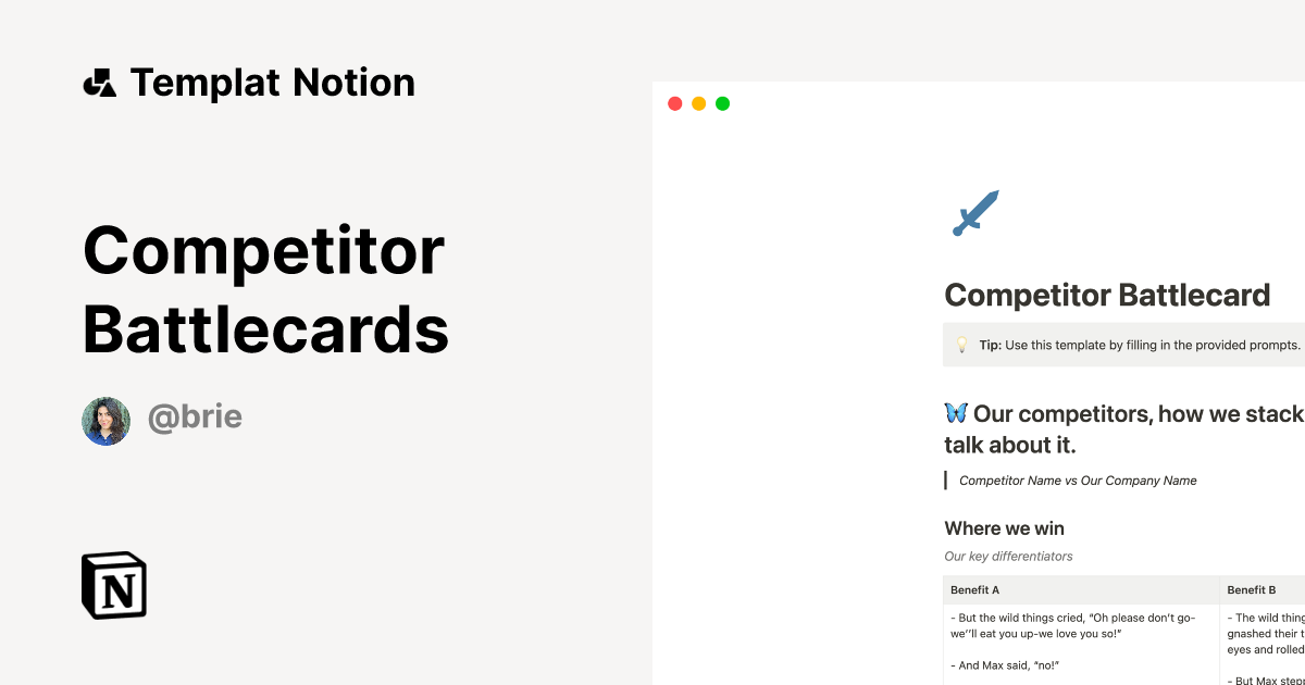 Templat Competitor Battlecards | Notion Marketplace