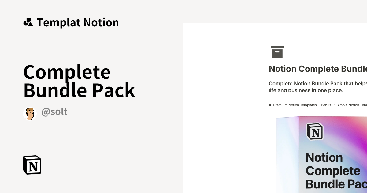 Complete Bundle Pack Templat oleh Solt Wagner | Notion Marketplace