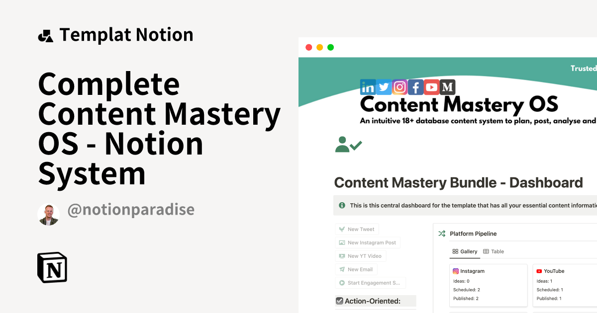 Complete Content Mastery OS - Notion System Templat oleh Shay (Notion ...