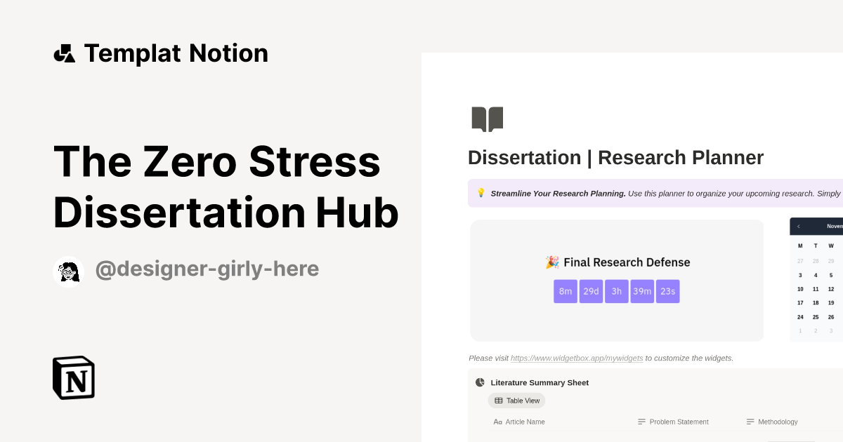 The Zero Stress Dissertation Hub Templat oleh ktdam_i | Notion Marketplace