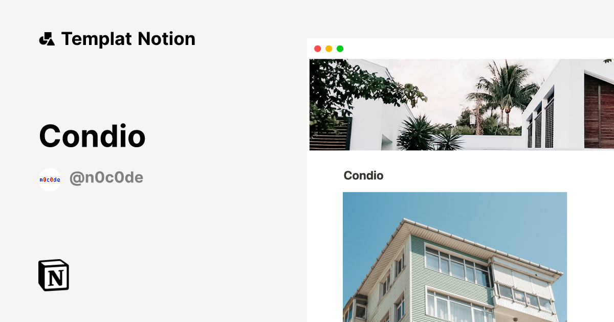 Condio Templat oleh n0c0de | Notion Marketplace