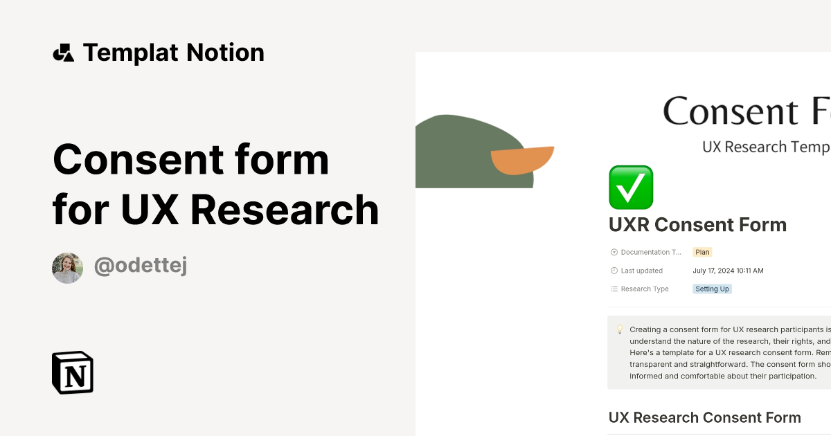 Templat Consent form for UX Research | Notion Marketplace