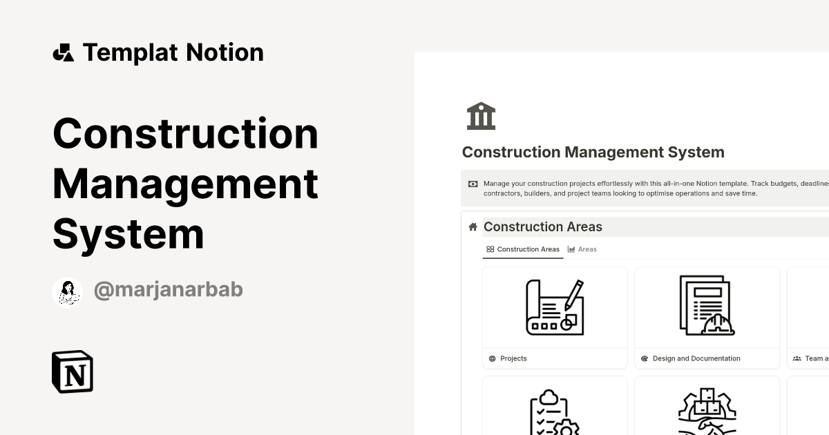 Construction Management System Templat oleh Marjan Arbab | Notion Marketplace