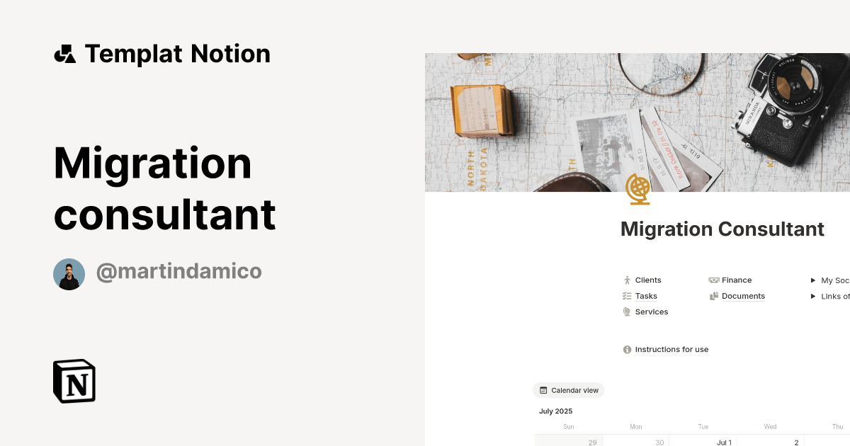 Migration consultant Templat oleh Martin D´Amico | Notion Marketplace