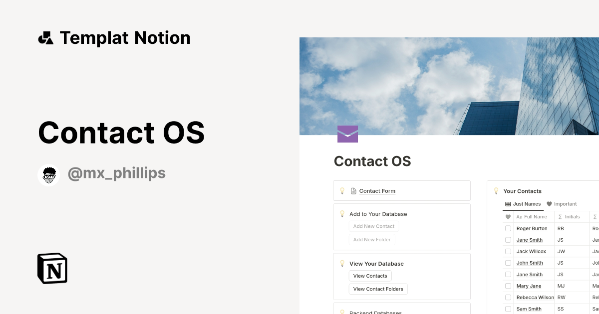 Contact OS Templat oleh MX Phillips | Notion Marketplace