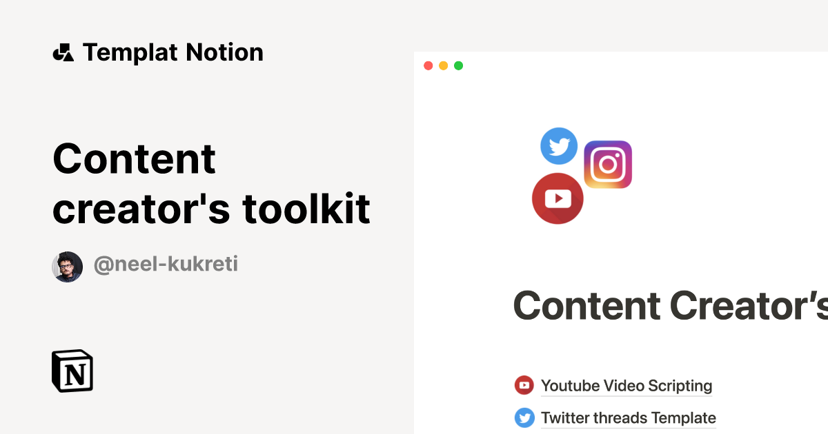 Templat Content creator's toolkit | Notion Marketplace
