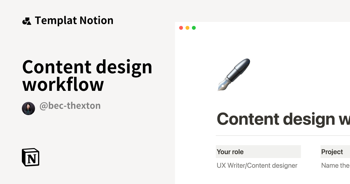 Templat Content design workflow | Notion Marketplace