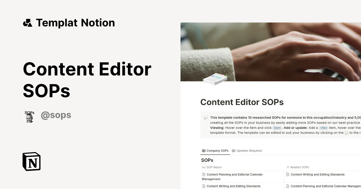 Templat Content Editor SOPs | Notion Marketplace