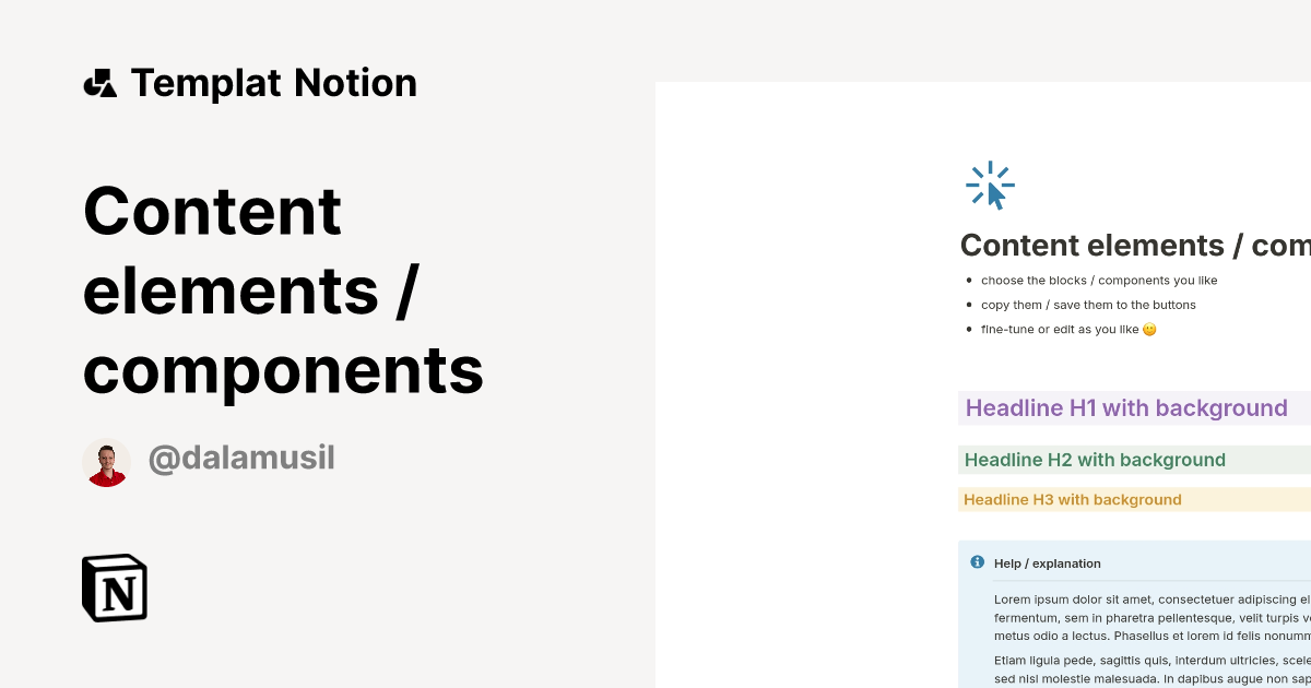 Templat Content elements / components | Notion Marketplace