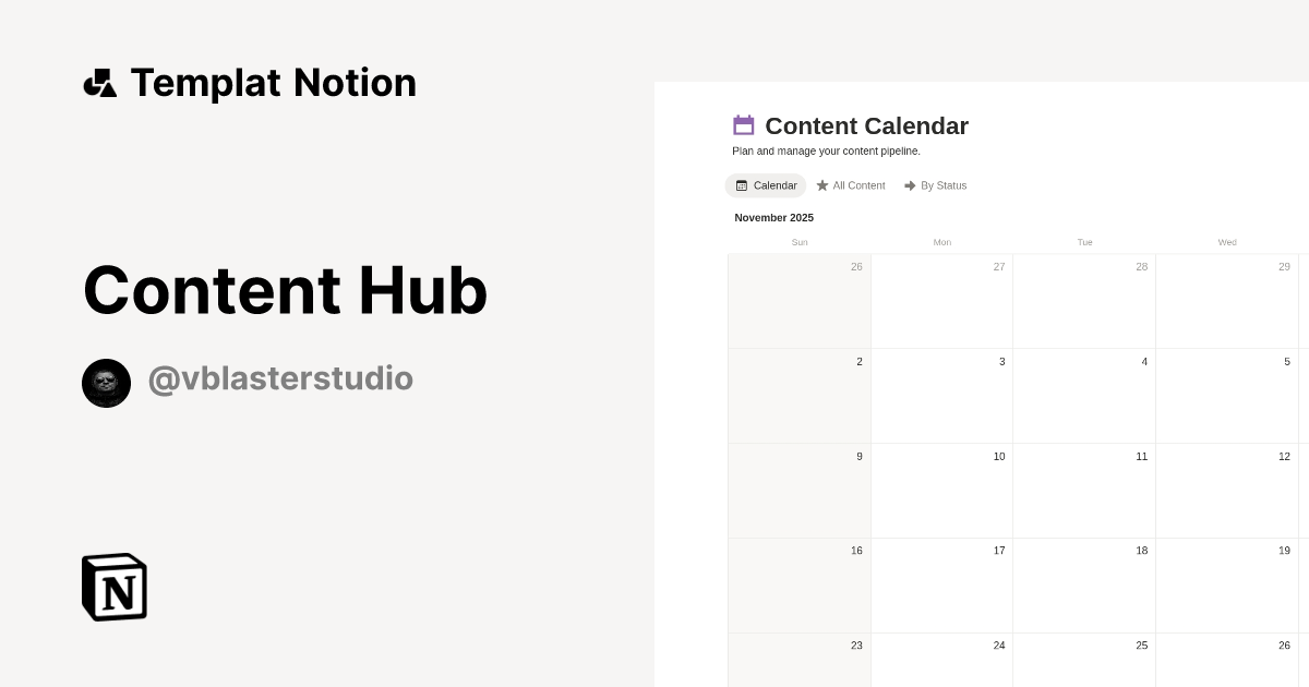 Content Hub Templat oleh VBlaster Content Studio | Notion Marketplace