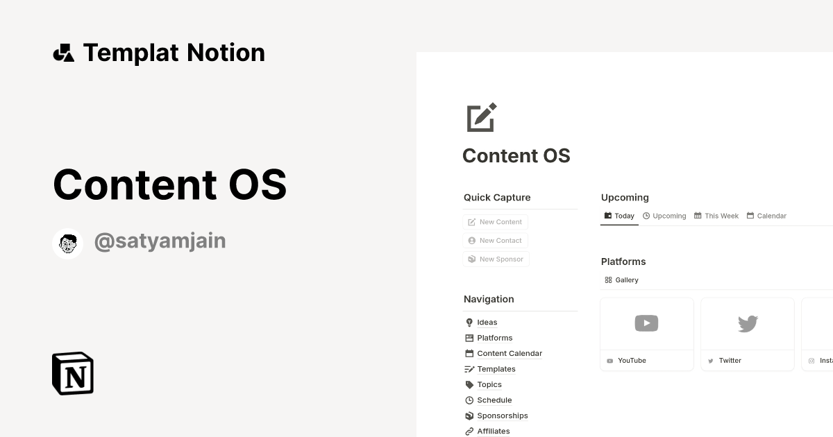 Content OS Templat oleh Satyam Jain | Notion Marketplace
