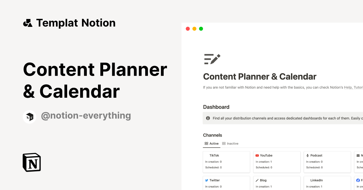 Templat Content Planner & Calendar | Notion Marketplace