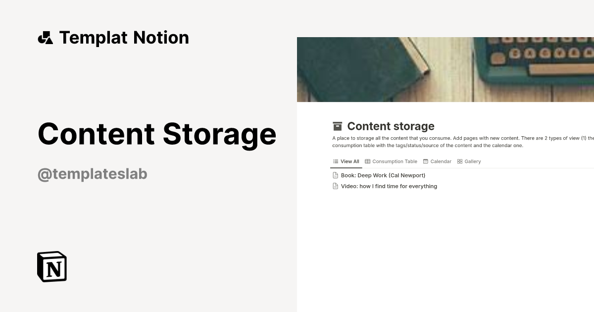Content Storage Templat oleh Templates LAB | Notion Marketplace