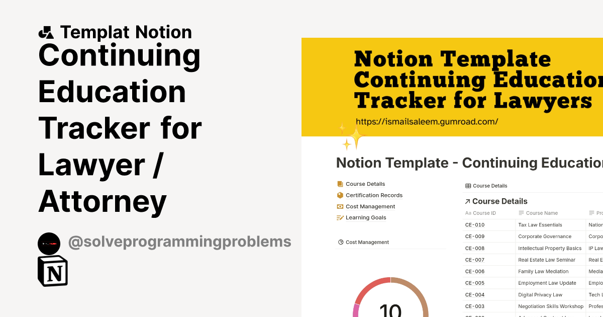 Templat Continuing Education Tracker for Lawyer / Attorney | Notion ...