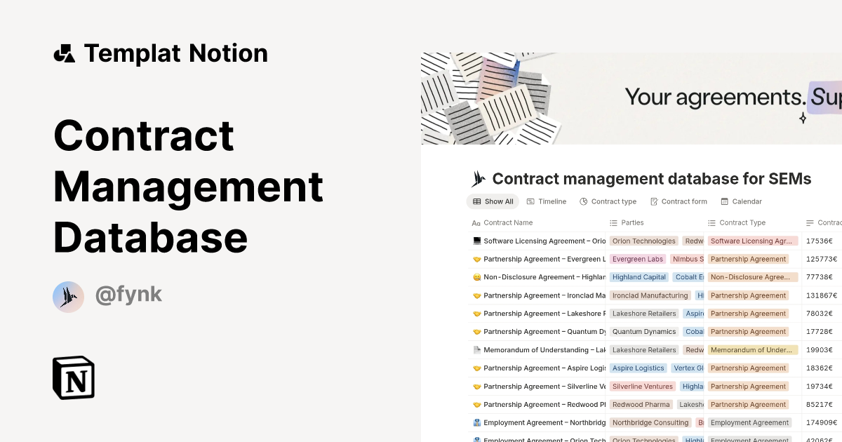 Templat Contract Management Database | Notion Marketplace