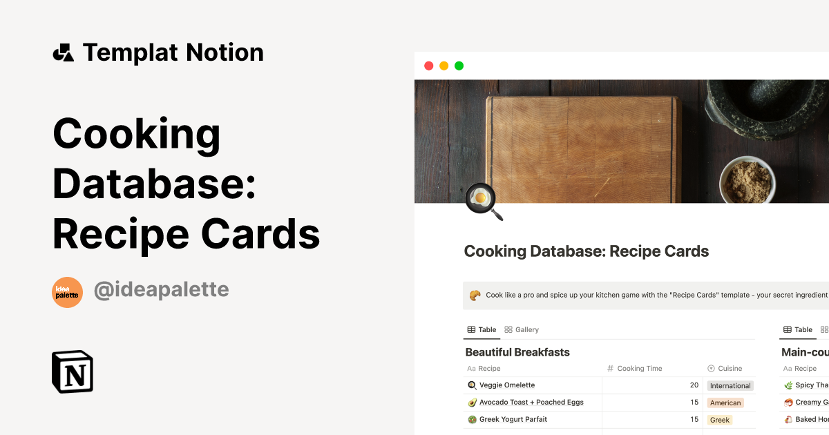 Templat Cooking Database: Recipe Cards | Notion Marketplace