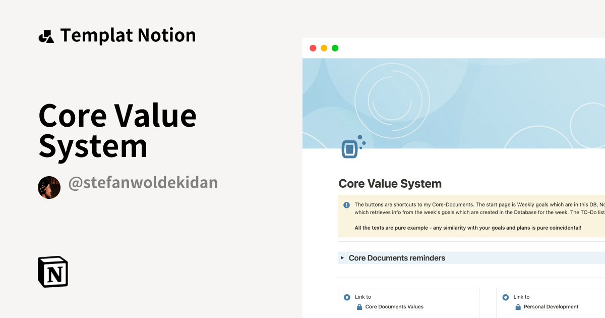Templat Core Value System | Notion Marketplace