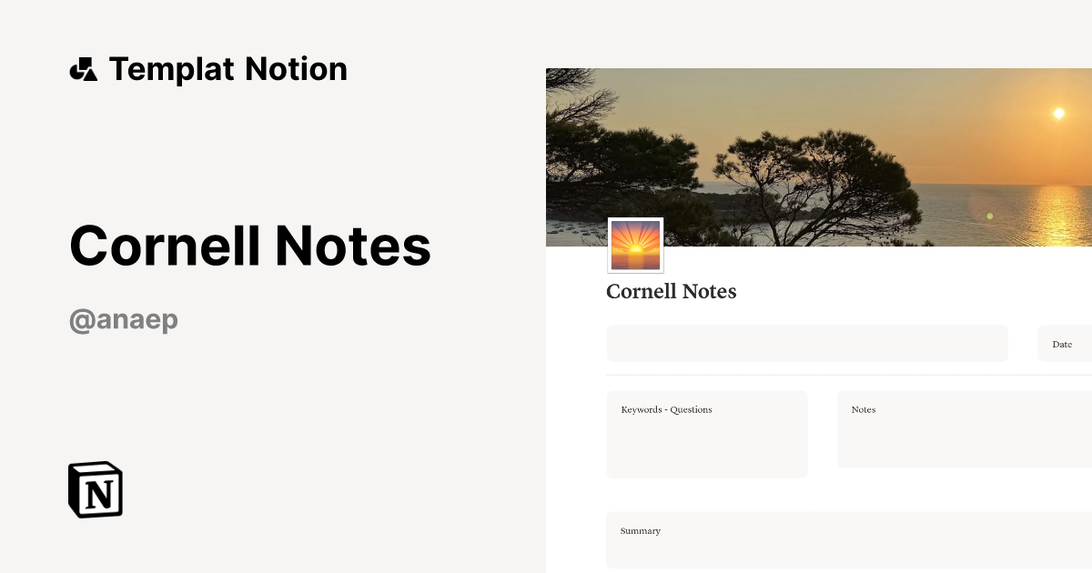 Cornell Notes Templat oleh Cornell Template | Notion Marketplace
