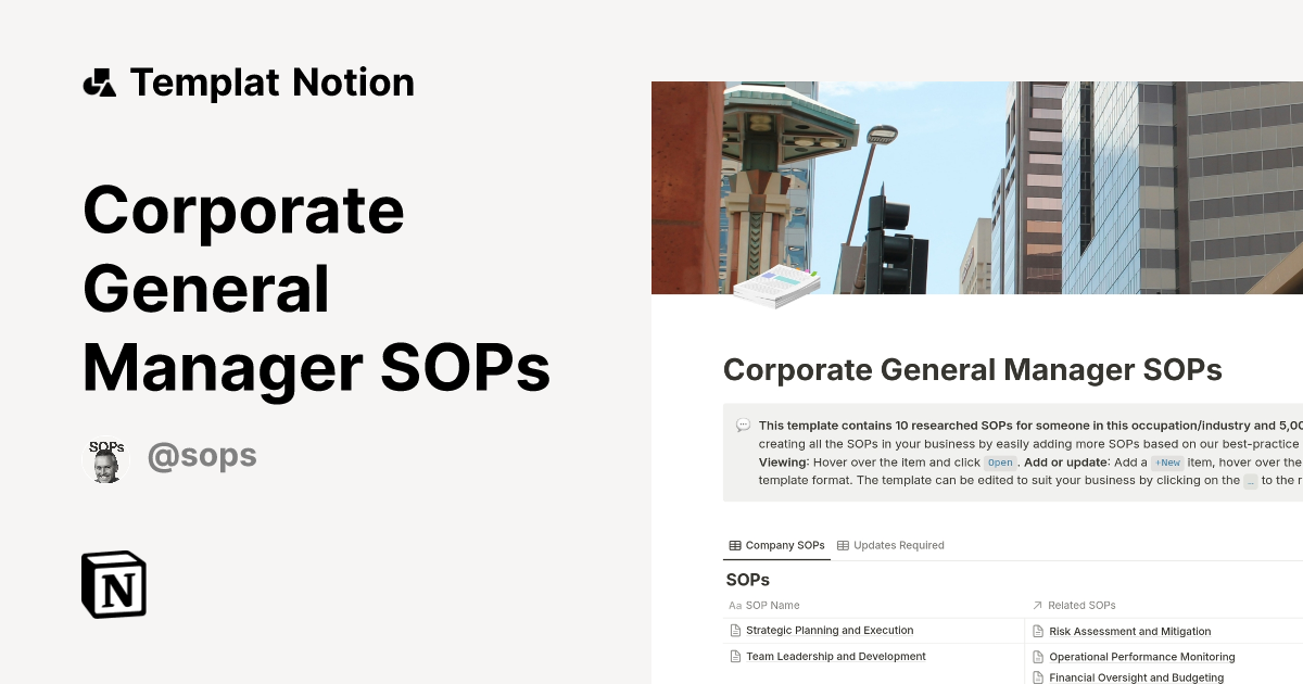 Corporate General Manager SOPs Templat oleh SOPs | Notion Marketplace