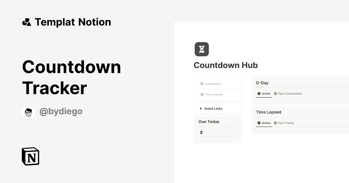 Countdown Tracker Templat oleh byDiego | Notion Marketplace