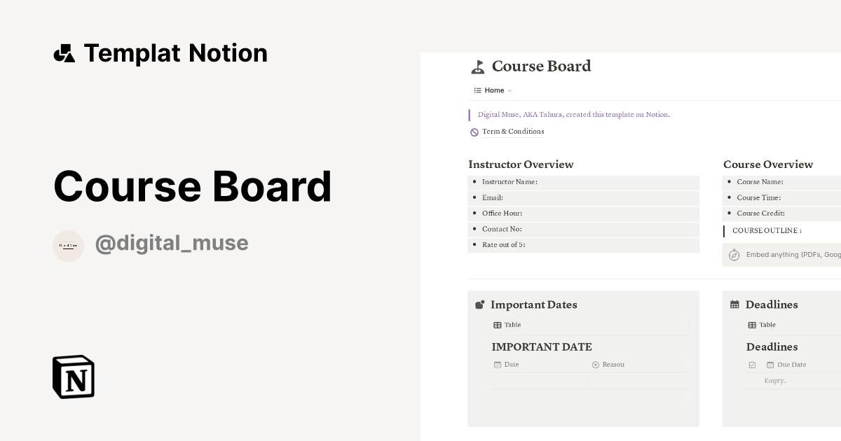 Templat Course Board | Notion Marketplace