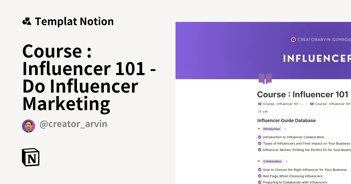 Course : Influencer 101 - Do Influencer Marketing Templat oleh Arvin ...