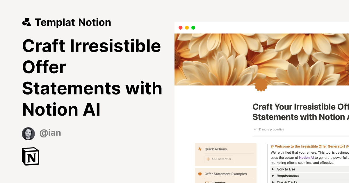 Templat Craft Irresistible Offer Statements with Notion AI | Notion ...