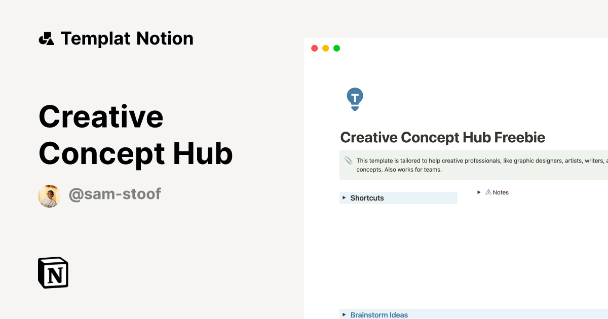 Templat Creative Concept Hub | Notion Marketplace