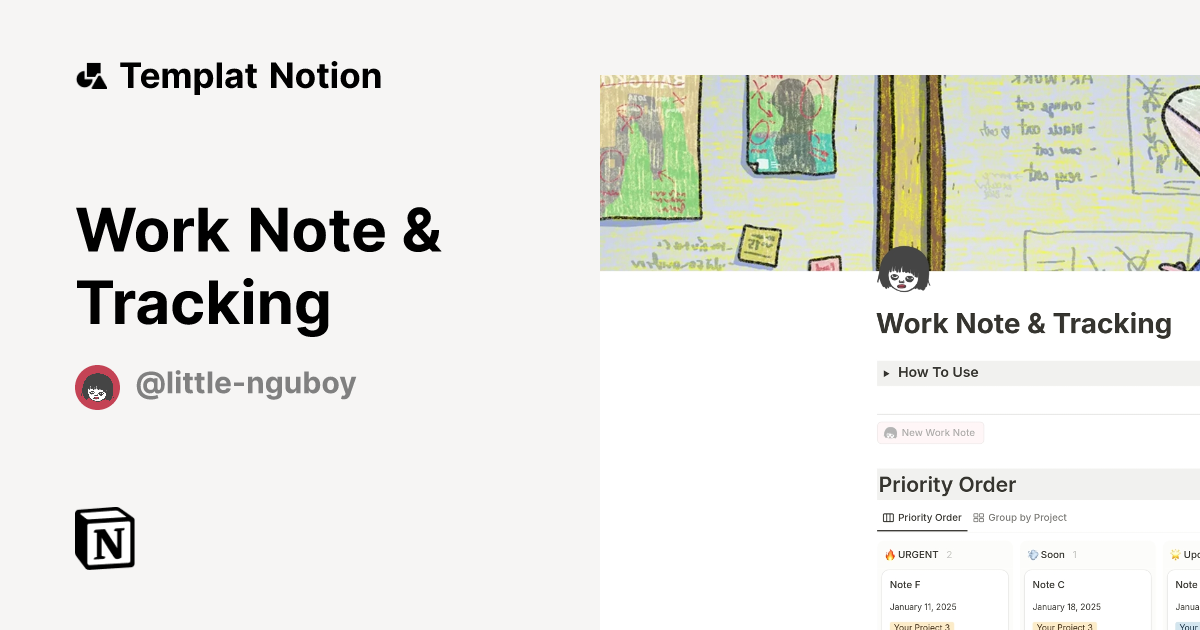 Work Note & Tracking Templat oleh Little Nguboy | Notion Marketplace