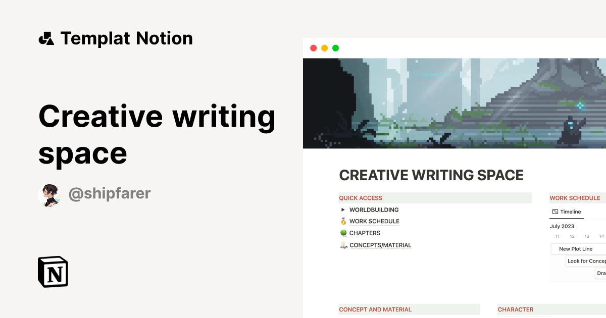 Templat Creative writing space | Notion Marketplace
