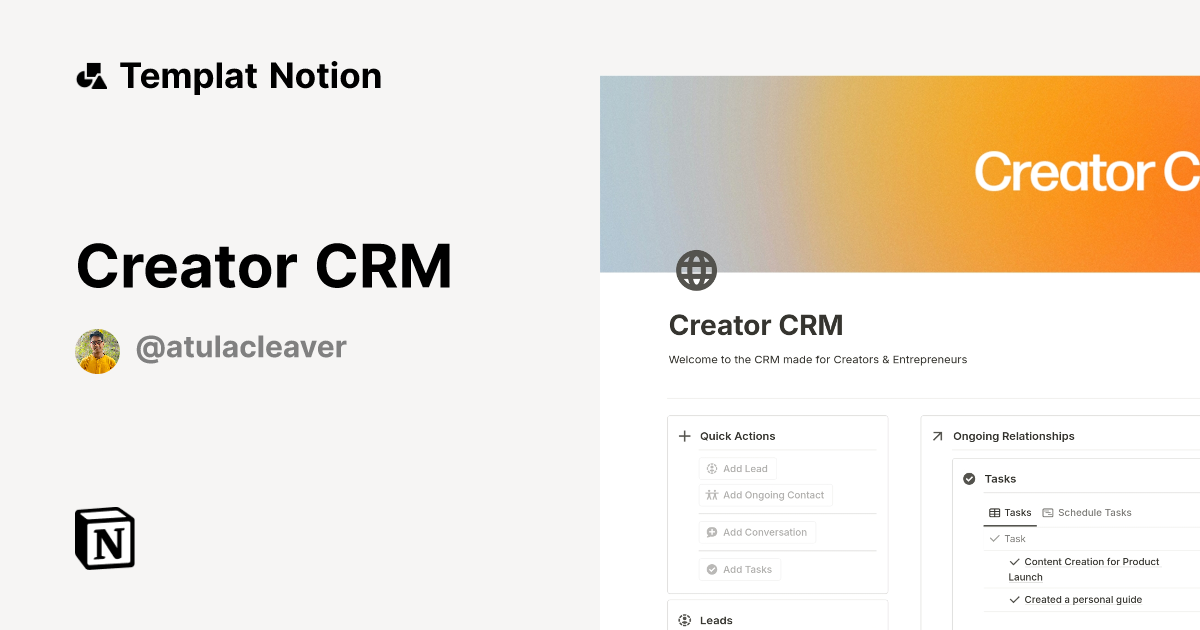 Templat Creator CRM | Notion Marketplace