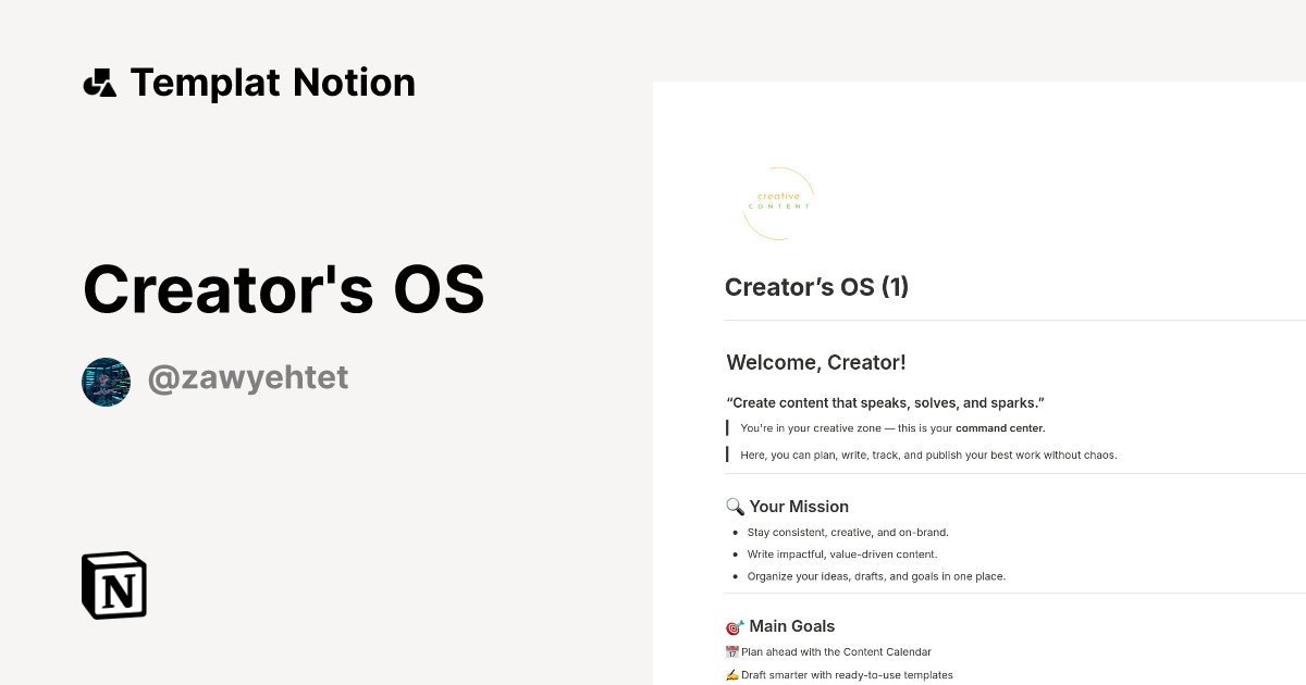 Templat Creator's OS | Notion Marketplace