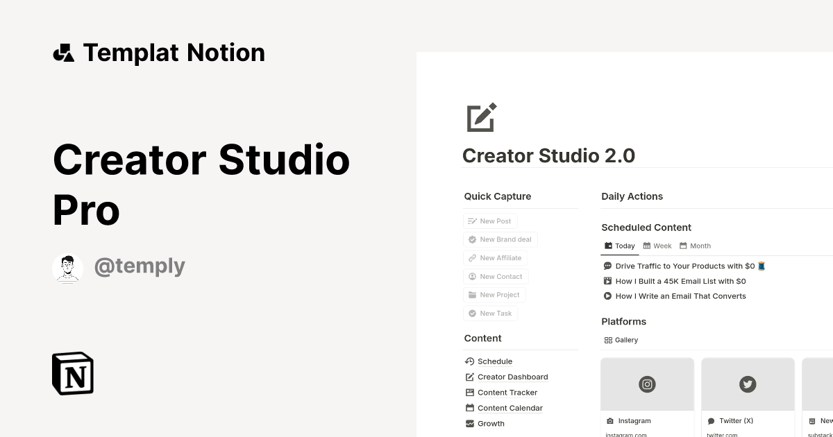 Templat Creator Studio Pro | Notion Marketplace