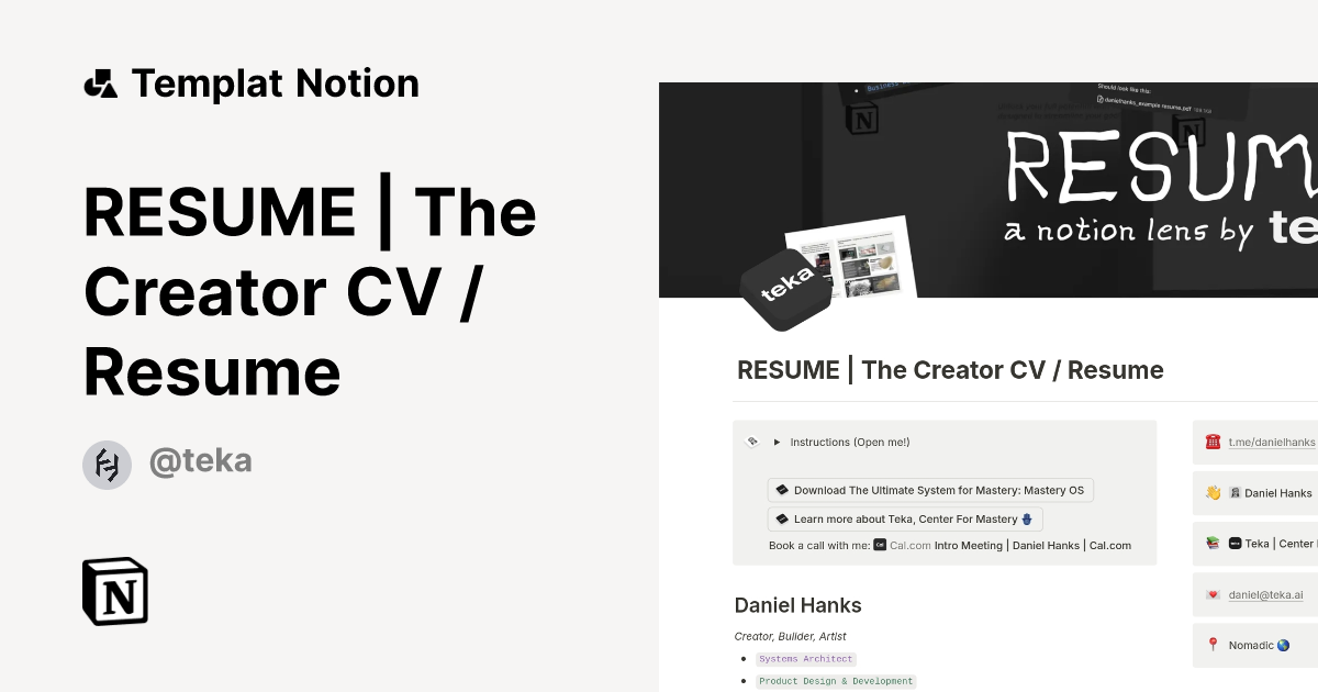 Templat RESUME | The Creator CV / Resume | Notion Marketplace