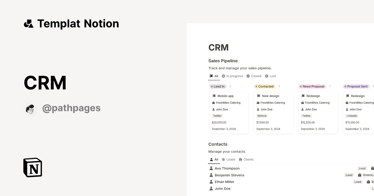 Templat CRM | Notion Marketplace