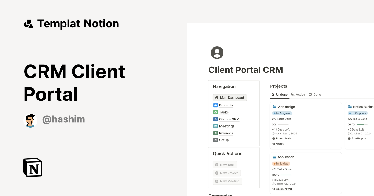 Templat CRM Client Portal | Notion Marketplace