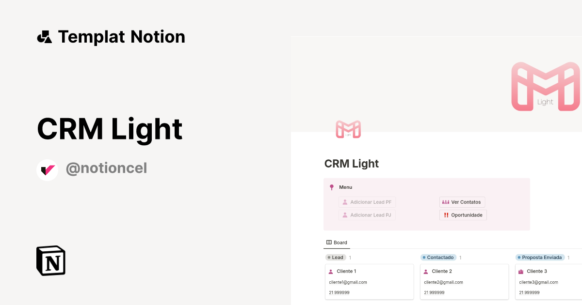 CRM Light Templat oleh Notioncel | Notion Marketplace