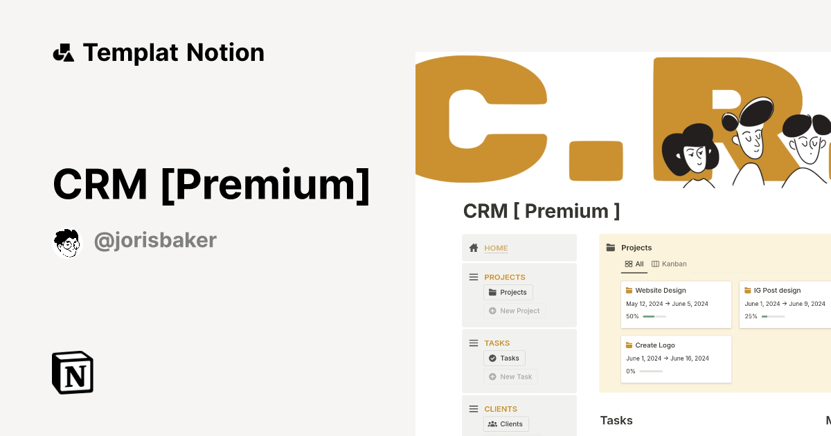 CRM [Premium] Templat oleh Joris Baker | Notion Marketplace