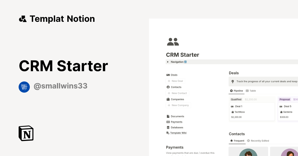 Templat CRM Starter | Notion Marketplace