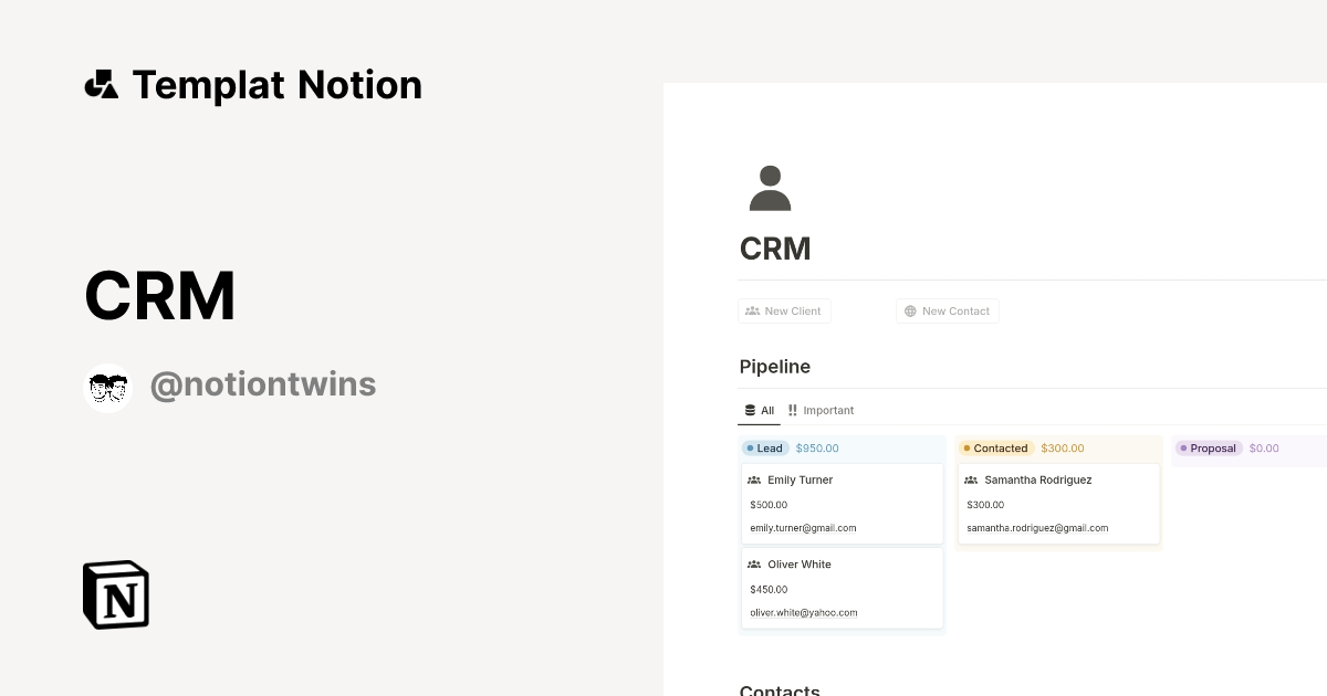 Templat CRM | Notion Marketplace