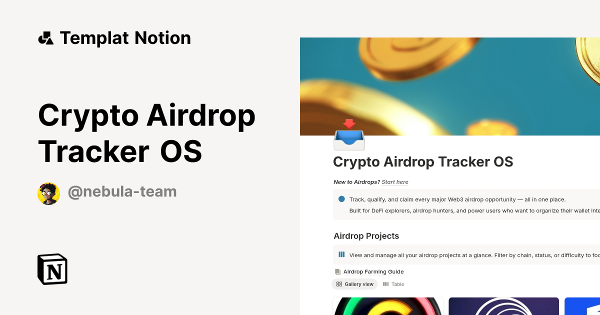 Templat Crypto Airdrop Tracker OS | Notion Marketplace
