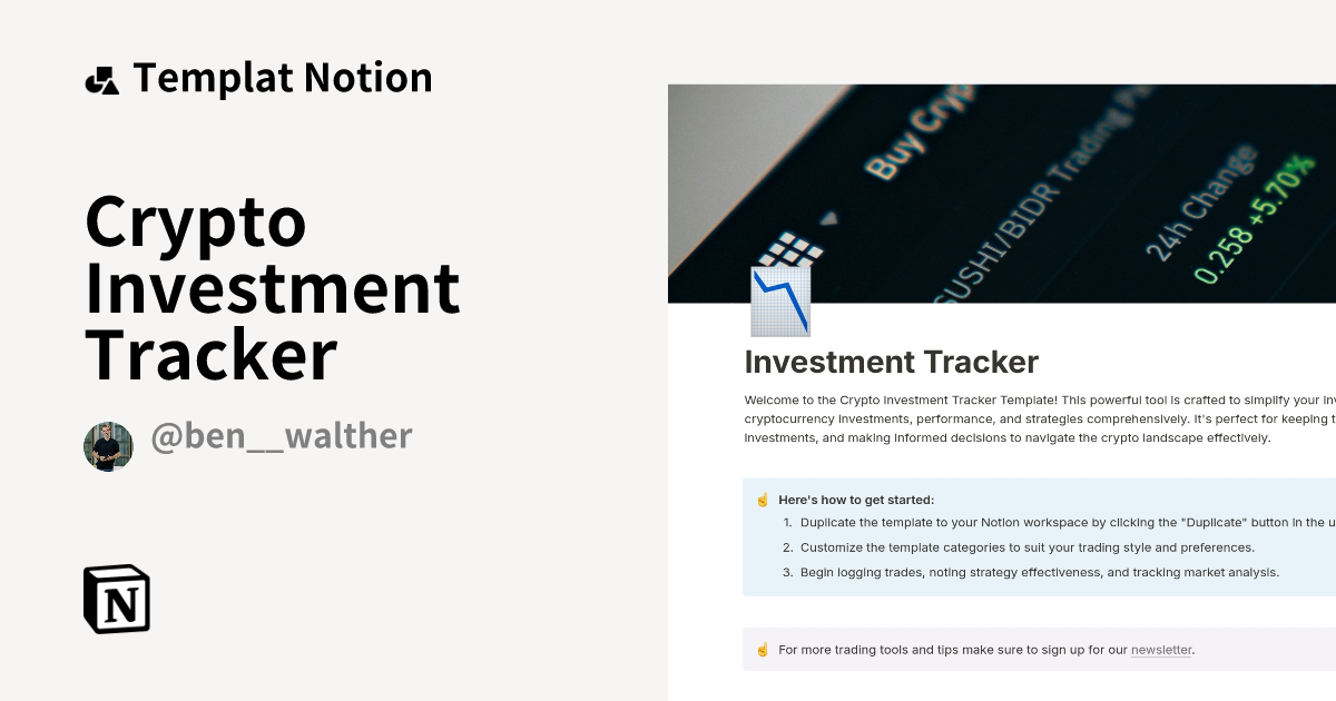 Crypto Investment Tracker Templat oleh Ben Walther | Notion Marketplace