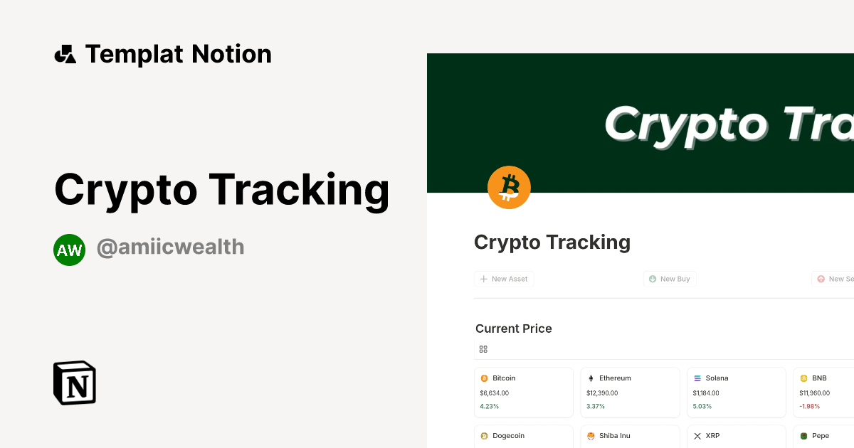 Crypto Tracking Templat oleh AMIIC Wealth | Notion Marketplace