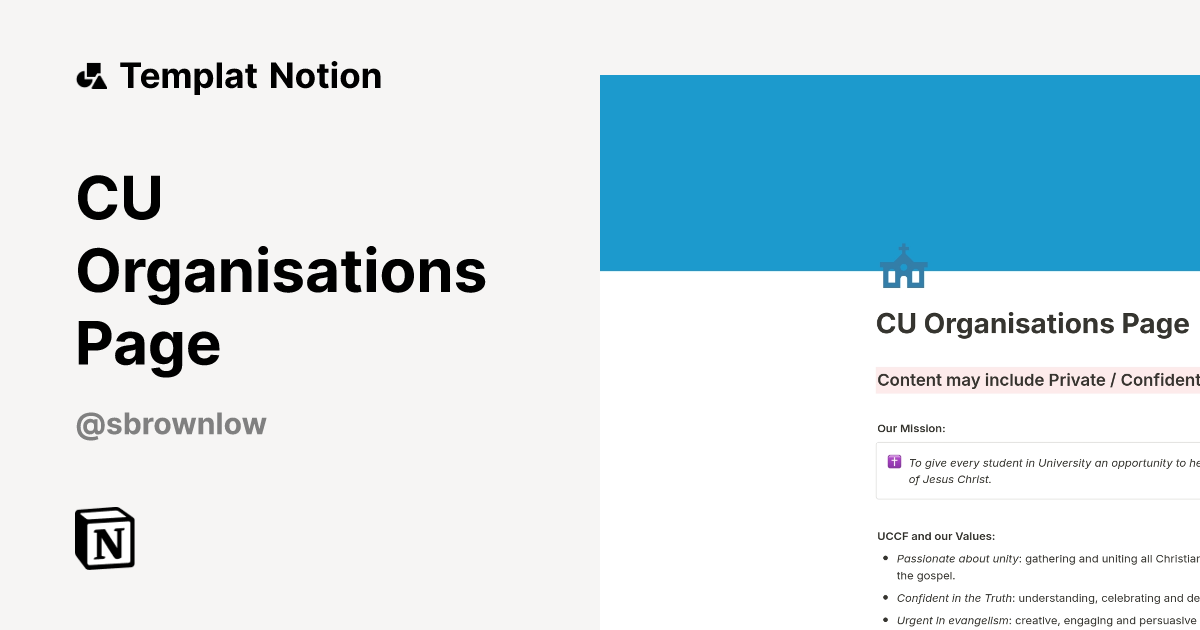 CU Organisations Page Templat oleh Sam Brownlow | Notion Marketplace