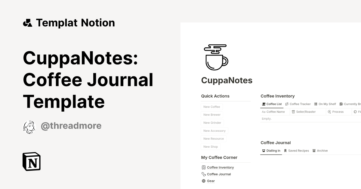 Templat CuppaNotes: Coffee Journal Template | Notion Marketplace