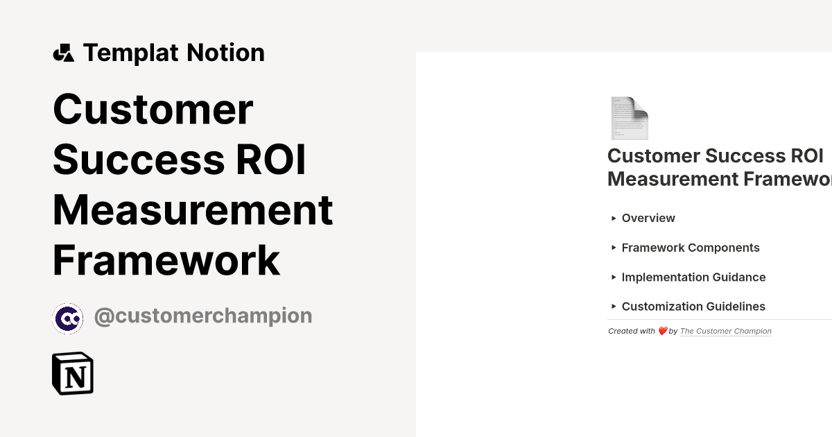 Templat Customer Success ROI Measurement Framework | Notion Marketplace