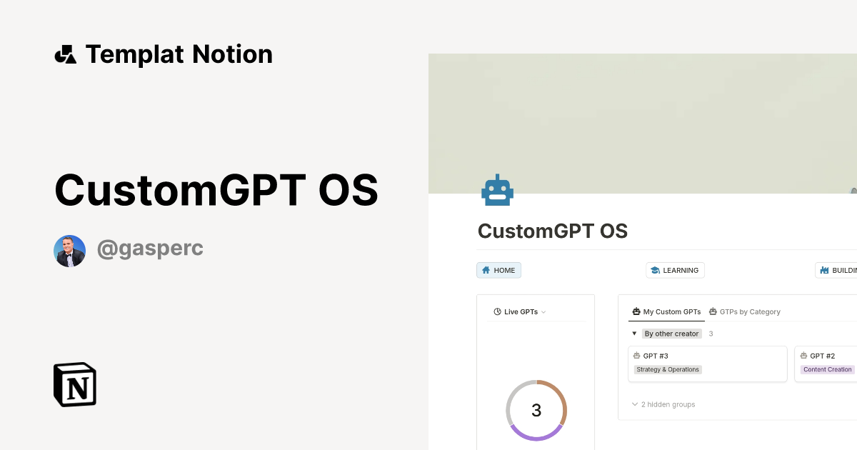 CustomGPT OS Templat oleh Gasper C. | Notion Marketplace