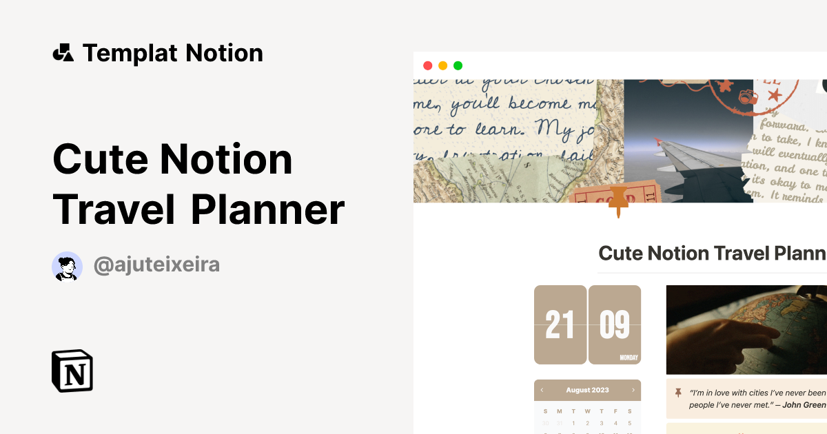 Templat Cute Notion Travel Planner | Notion Marketplace