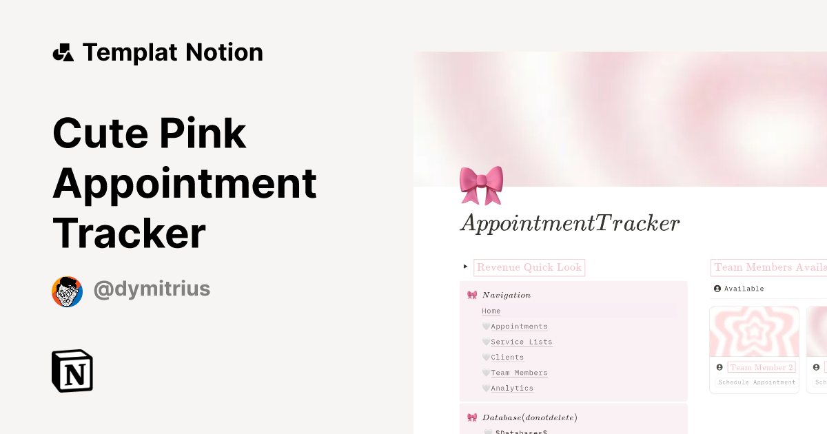 Templat Cute Pink Appointment Tracker | Notion Marketplace